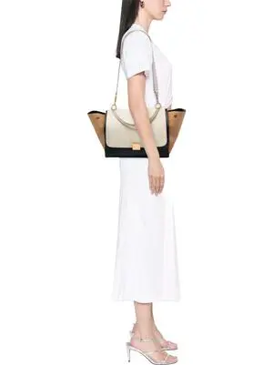 Celine 2015 Medium Tricolor Leather Trapeze Satchel - Black