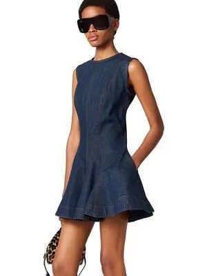 Stella McCartney Peplum Denim Mini Dress - Blue