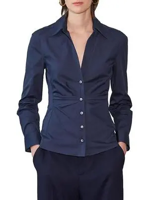 CALLAS MILANO Savil Stretch Poplin Shirt - Navy