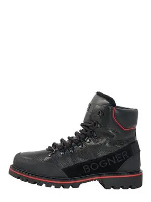 Bogner Helsinki Lace-up Boots With Spikes - Black/red