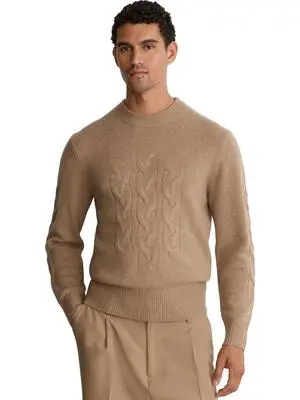 REISS Rosedale 100% Cashmere Cable Knit-detail Jumper - Camel