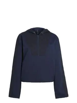 SKIMS Woven Cotton Half-zip Hoodie Navy