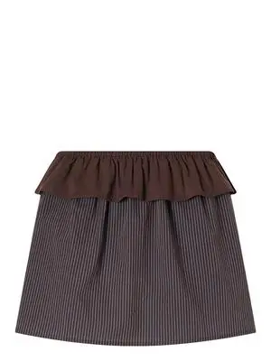 DEIJI STUDIOS Flounce Striped-organic Cotton Mini Skirt - Brown