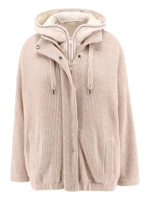 Brunello Cucinelli Brunello Cucinelli Hooded Knitted Jacket Light Beige