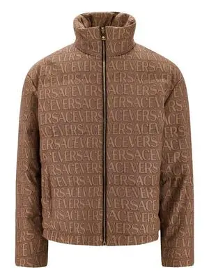 Versace Versace High-Neck Zipped Jacket Brown