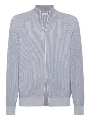 Brunello Cucinelli Zip-up Knitted Cardigan - Light Blue