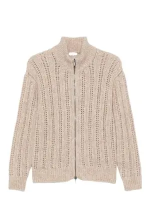 Peserico Open-knit Zip-up Cardigan - Beige