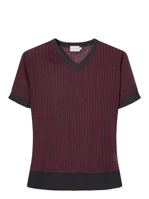 DEIJI STUDIOS Cross Neck Knitted T-shirt - Red