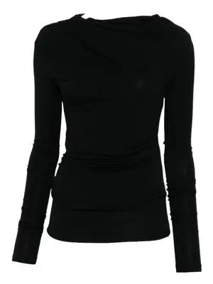 ENTIRE STUDIOS Ruched Long-sleeve Top - Black