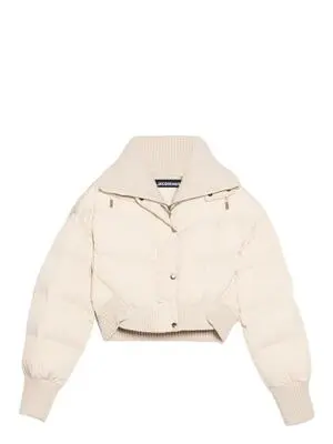 Jacquemus Collared Cropped Puffer Jacket - White