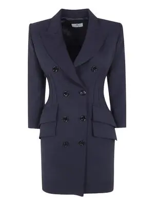Elisabetta Franchi Double-breasted Long-sleeve Dress - Black