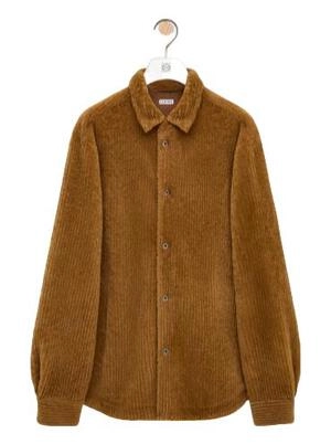 Loewe Overshirt In Shearling - Camel