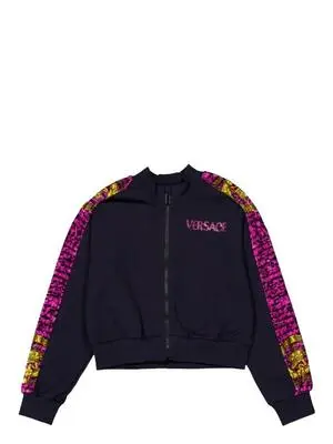 VERSACE Baroccodile-print Logo-embellished Cardigan