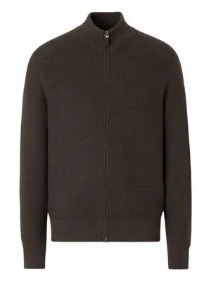 Zegna Dark Olive Green And Dark Grey Cashseta Full Zip Cardigan - No