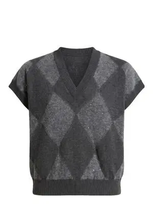 Peserico Argyle-patterned Vest - Black