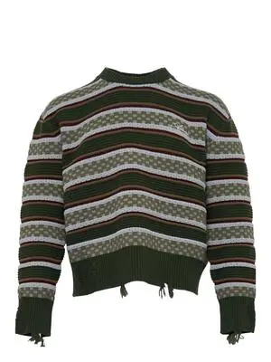 Amiri Striped Logo Crew-neck Sweater - Green