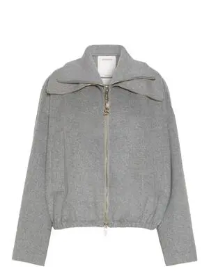 Sportmax Pure Wool Bomber Jacket With Removable Bib - Medium Grey Medium Gray