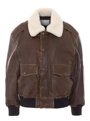 DUNST Oversized Shearling Collar Jacket - Brown