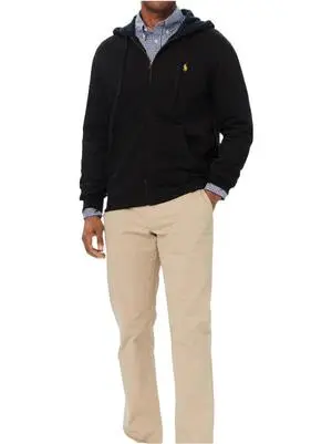 Polo Ralph Lauren Zipped Logo Embroidered Hoodie - Black