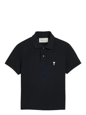 AMI Paris Short-sleeved Polo Shirt - Black