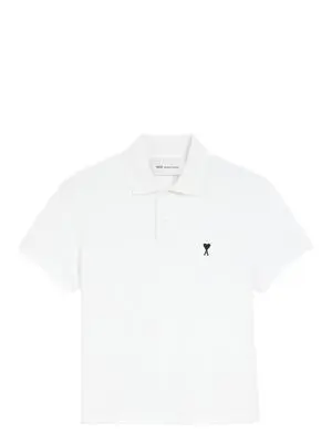 AMI White Cotton Polo With Ami De Coeur