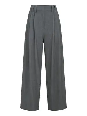Brunello Cucinelli Tropical Luxury Wool Tailored Trousers With Monili - Dark Gray