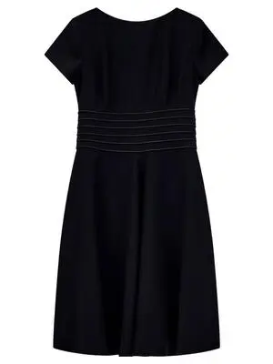 Emporio Armani Dress In Techno Cady With A Pleated Waist And Short Sleeves - Black