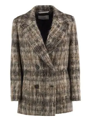 Peserico Brushed Checked Double-breasted Blazer - No
