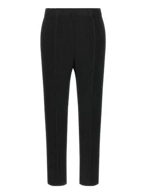 Issey Miyake Plissé-effect Cropped Trousers - Black