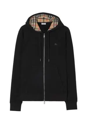 Burberry Check Hood Zip Hoodie - Black