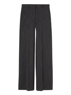 Versace Pinstripe Wide-leg Casual Pants - Black