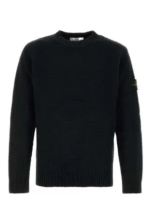 Stone Island Logo Patch Crewneck Jumper - Black