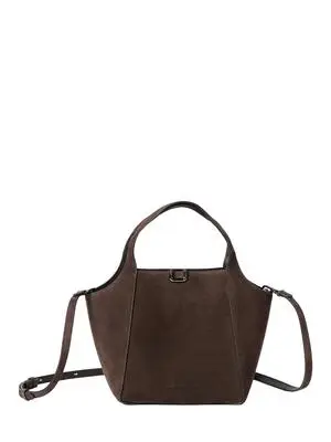 Brunello Cucinelli Sartorial Small Bucket Bag In Suede - Espresso