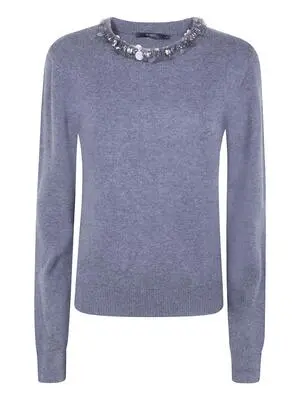 Seventy Embellished Neck Jumper - Grey