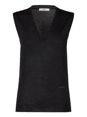 Fendi V-neck Sleeveless Top - Black