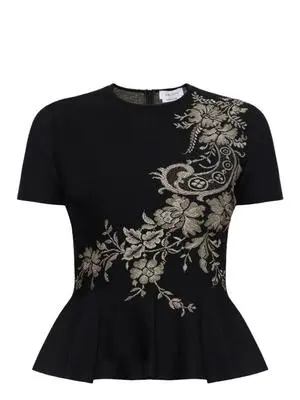 Alexander McQueen Top With Floral Motif - Black