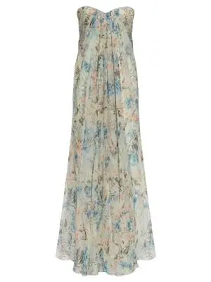 Alexander McQueen Strapless Floral Print Dress - No