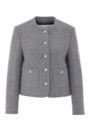 DUNST Buttoned Tweed Jacket - Gray