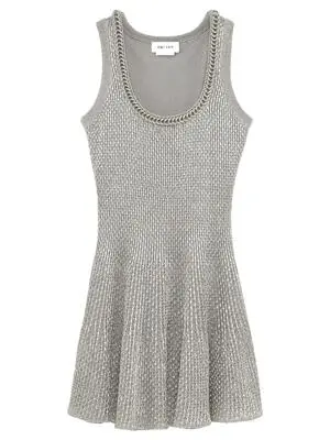 Alexander McQueen Metallic Knit Mini Dress - Silver