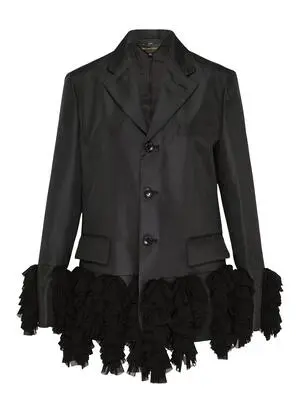Comme Des Garçons Single-breasted Ruffle-detail Jacket - Black