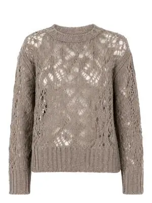 Max Mara Crochet Crewneck Jumper - Gray