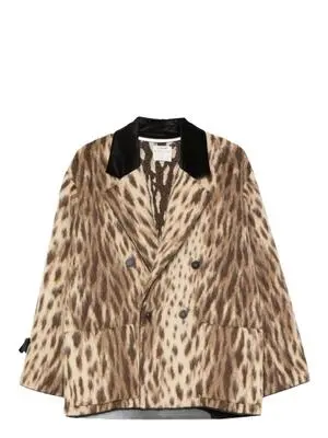 FORTE_FORTE Leopard-print Double-breasted Coat Brown