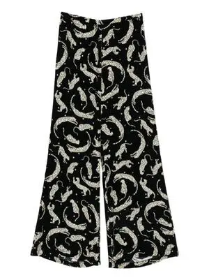 FORTE_FORTE Leopard-print Velvet-effect Trousers - Black