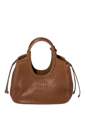 Miu Miu Ivy Nappa Leather Tote Bag - Oak