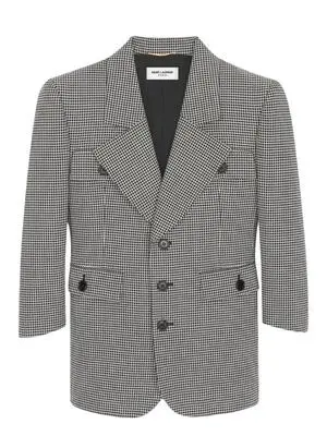 SAINT LAURENT Grid-print Wool Blazer