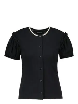 Simone Rocha Simone Rocha Pointelle Puff Sleeve Cardigan Black
