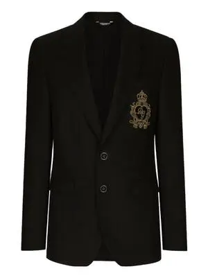 Dolce & Gabbana Embellished Crest Single-breasted Blazer - Black