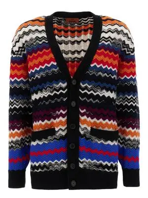 Missoni Zig-zag Knitted Button-up Cardigan - Black