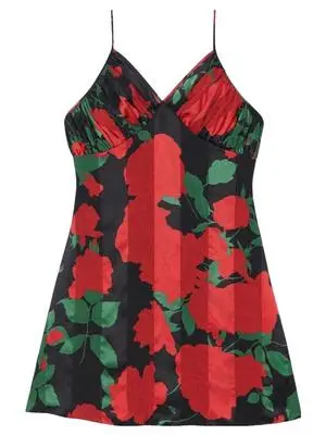 Saint Laurent Floral Printed Sleeveless Dress - Red