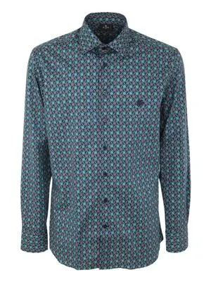 Etro Graphic Printed Buttoned Shirt - Blue